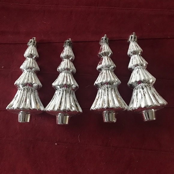 Holiday | Vintage Style Silver Sparkle Tree Ornament Set 4 | Poshmark